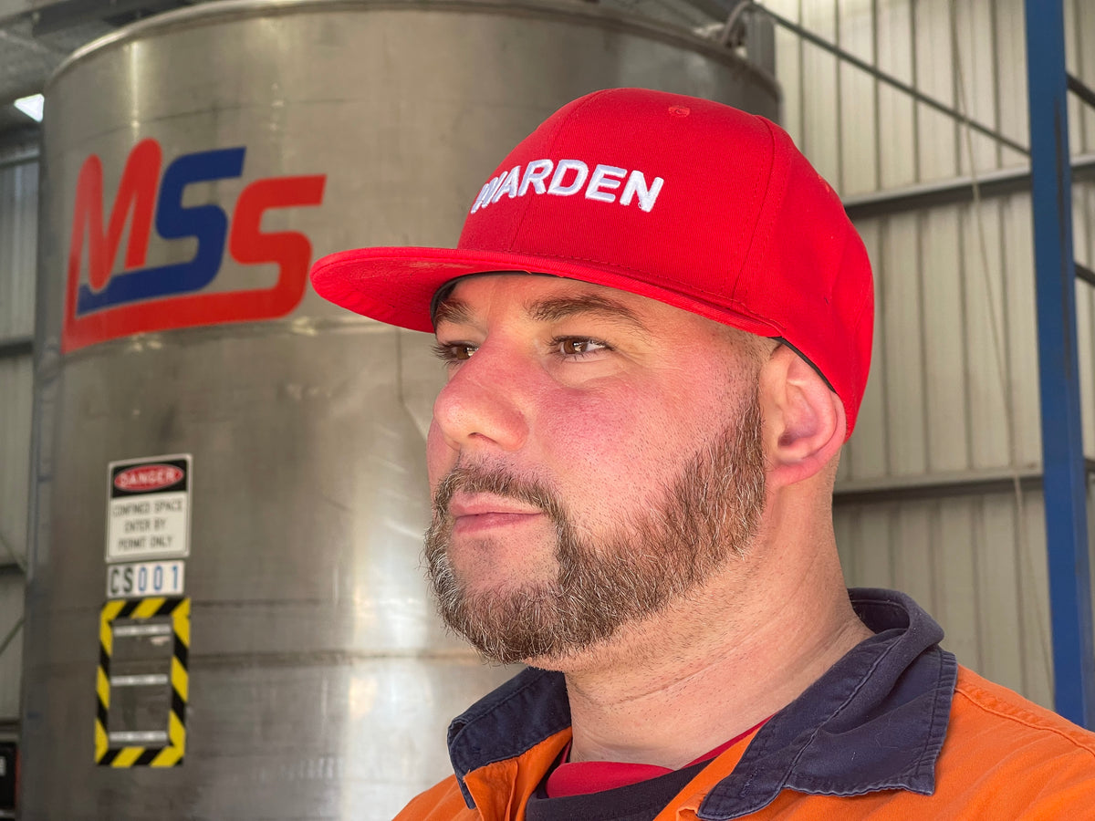 Red Wide Brim Warden Cap | 3D Embroidered – MSS Safety
